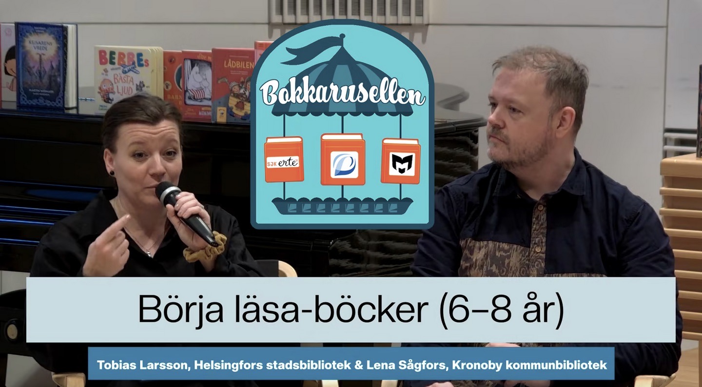 Tobias Larsson och Lena Sågfors: Bokkarusellen 2023 – Börja läsa-böcker, 6–8 år - Kirjastokaista